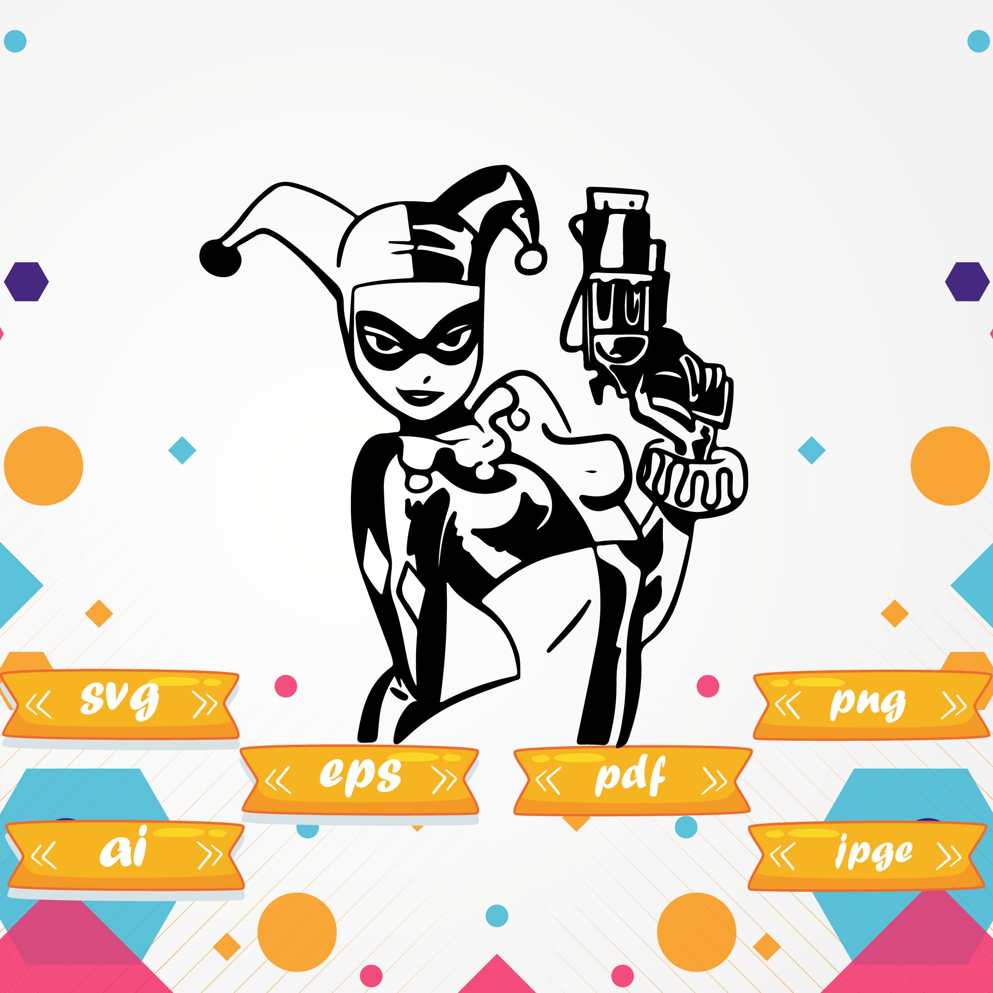 Harley Quinn Svg Svgcut Files Silhouette Cricut Instant Etsy