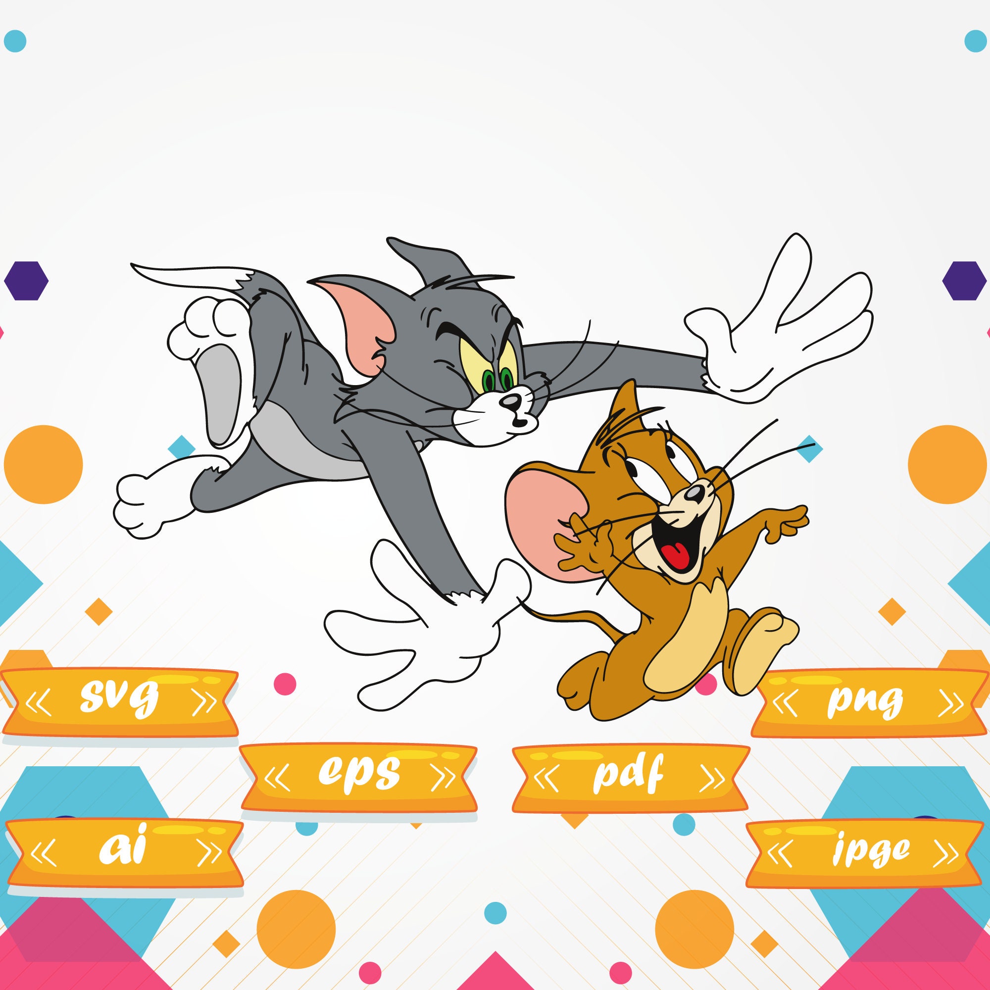 Tom and jerry svgSVGcut files silhouette Cricut instant | Etsy