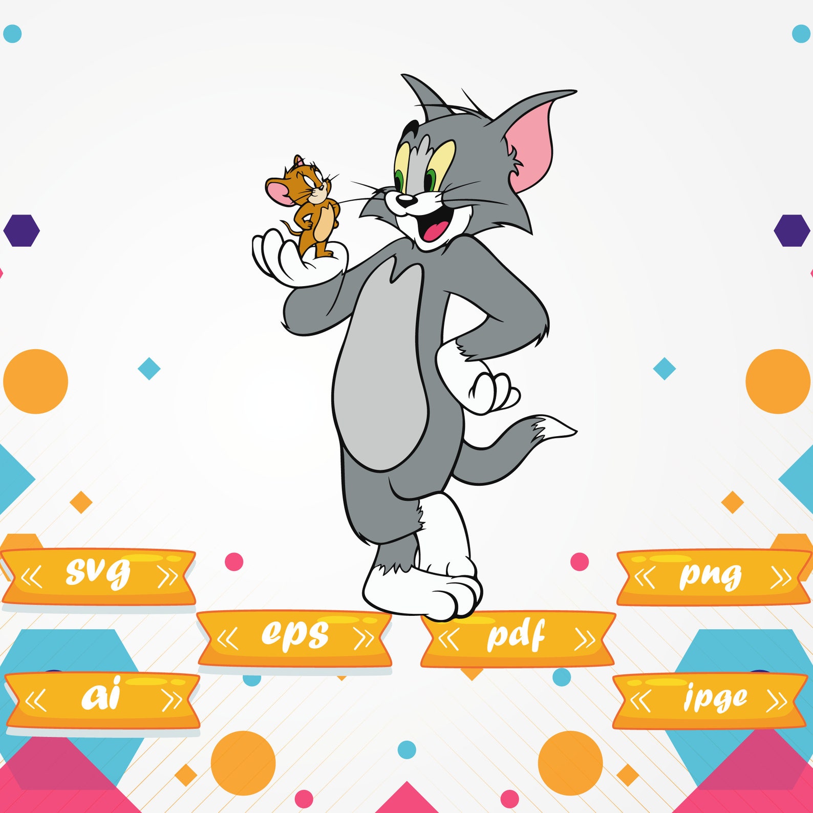 Tom and jerry svgSVGcut files silhouette Cricut instant | Etsy