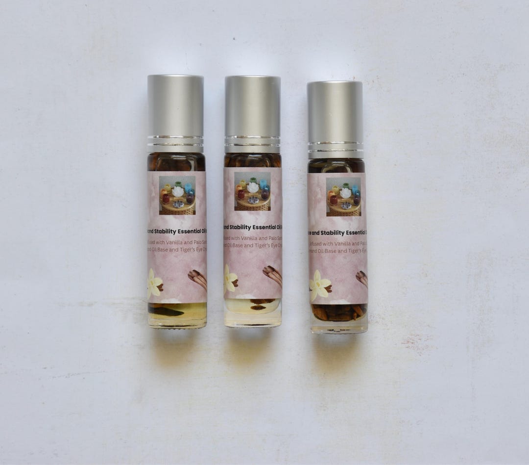 Peace and Stability Essential Oil Roller Bottle/ Tiger Eye Crystal ...
