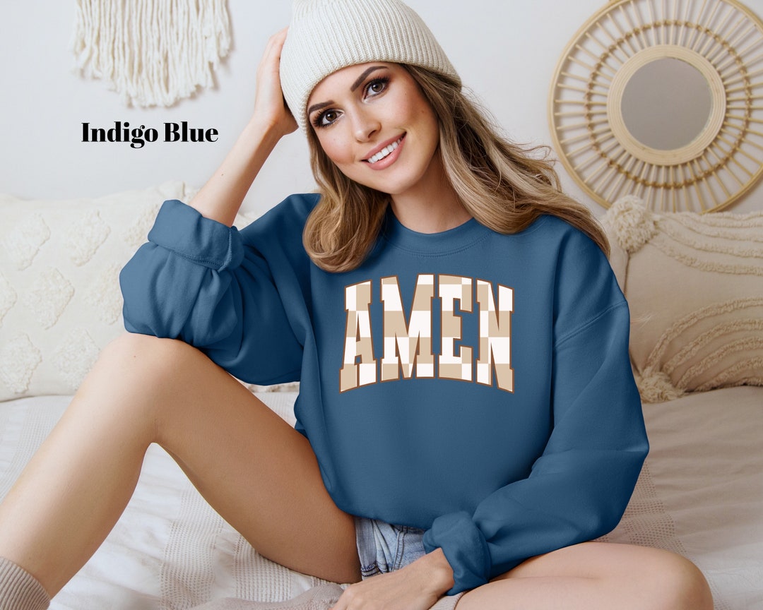 AMEN Sweatshirt, Checkered Varsity AMEN Shirt, Christian Sayings, Jesus ...
