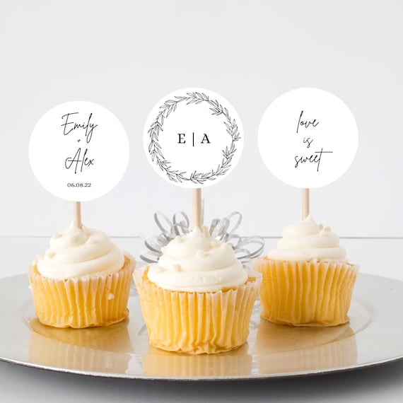 Printable Wedding Cupcake Toppers Cupcake Topper Template - Etsy