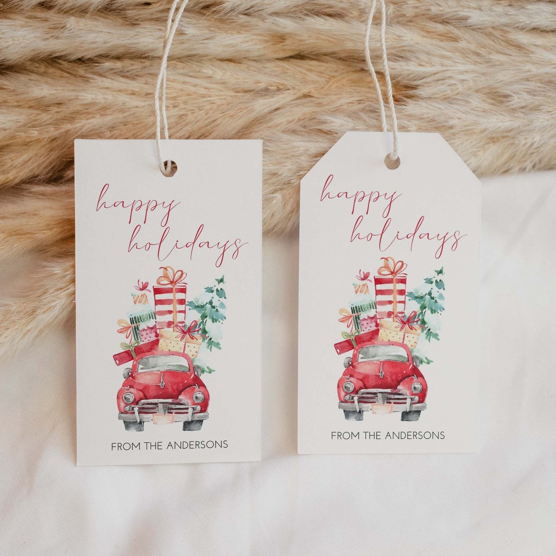 Editable Christmas Car Tag Template, Gift Tags, Corjl Template - Etsy