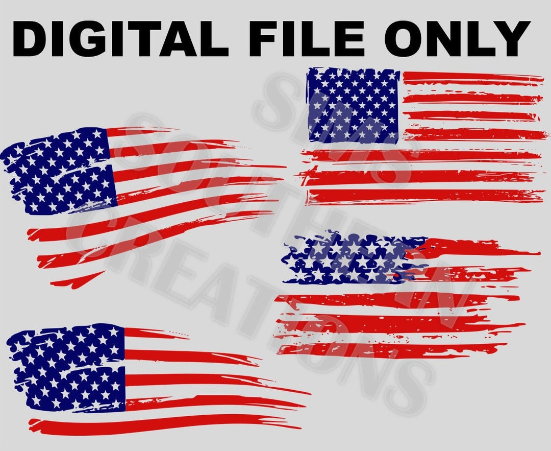 Distressed American Flag Bundle PNG, JPG File Only Instant Download - Etsy
