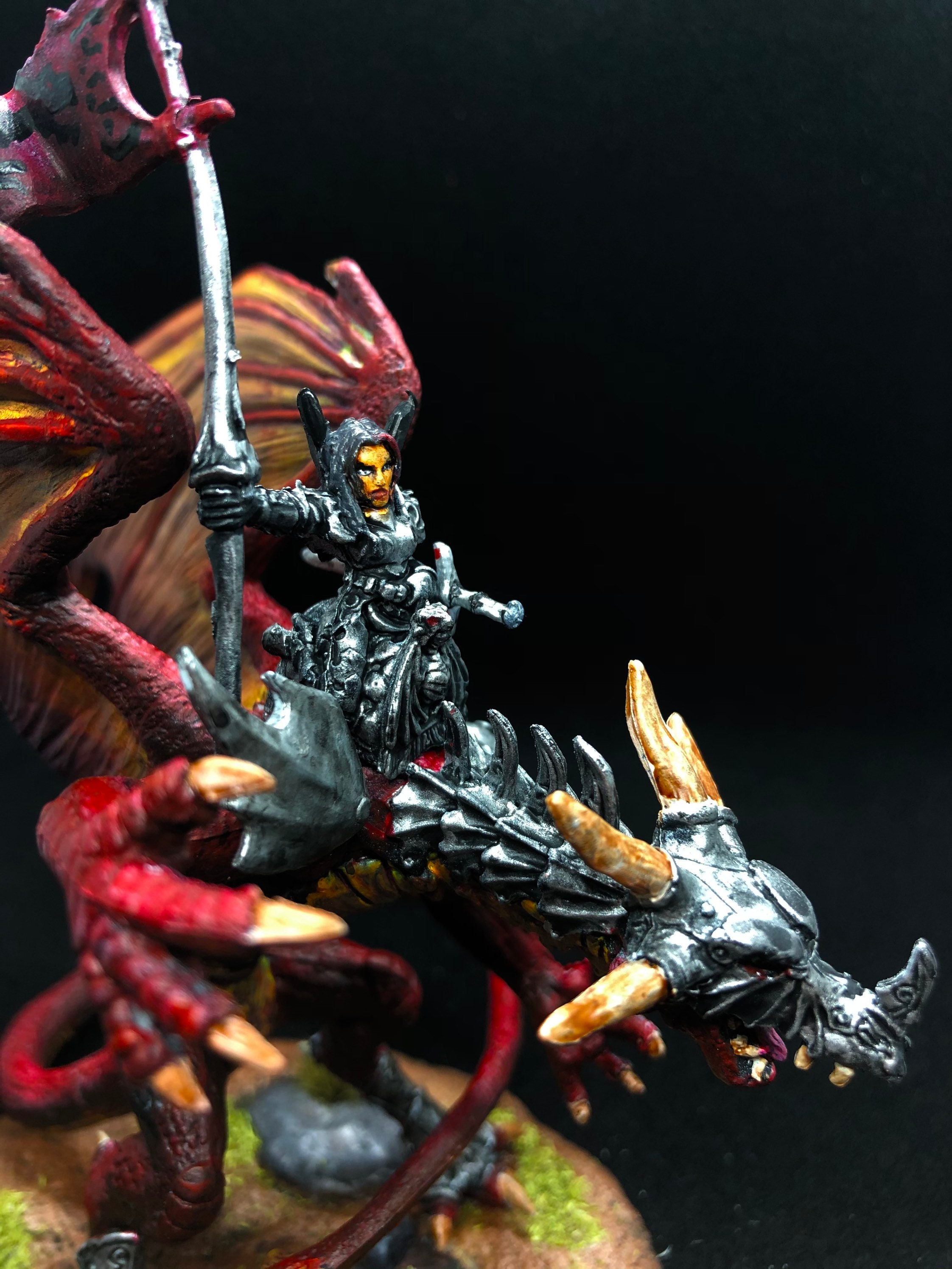 Huge Red Dragon Rider Knight Hand Painted Dungeons Dragons Pathfinder ...