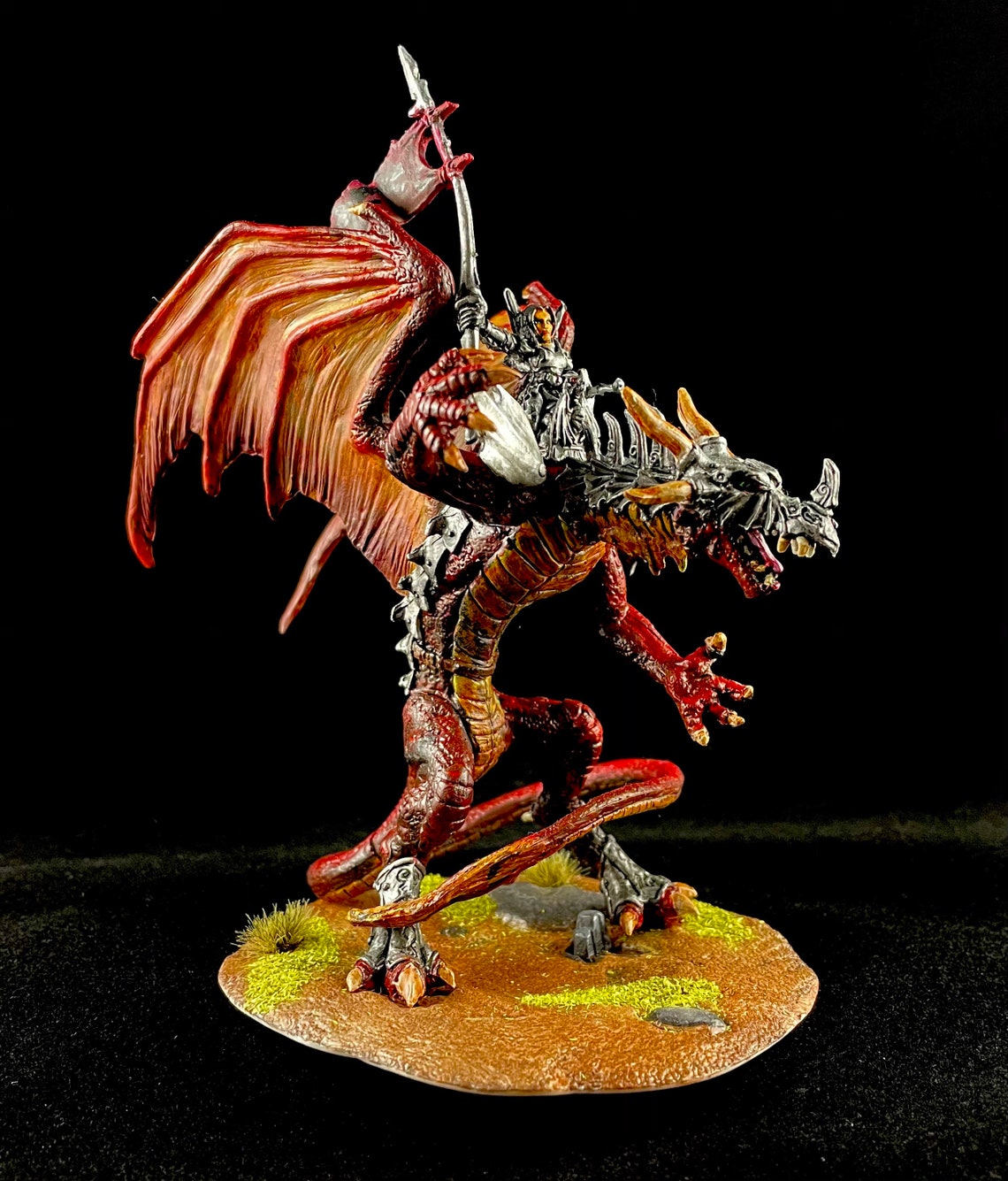 Huge Red Dragon Rider Knight Hand Painted Dungeons Dragons - Etsy
