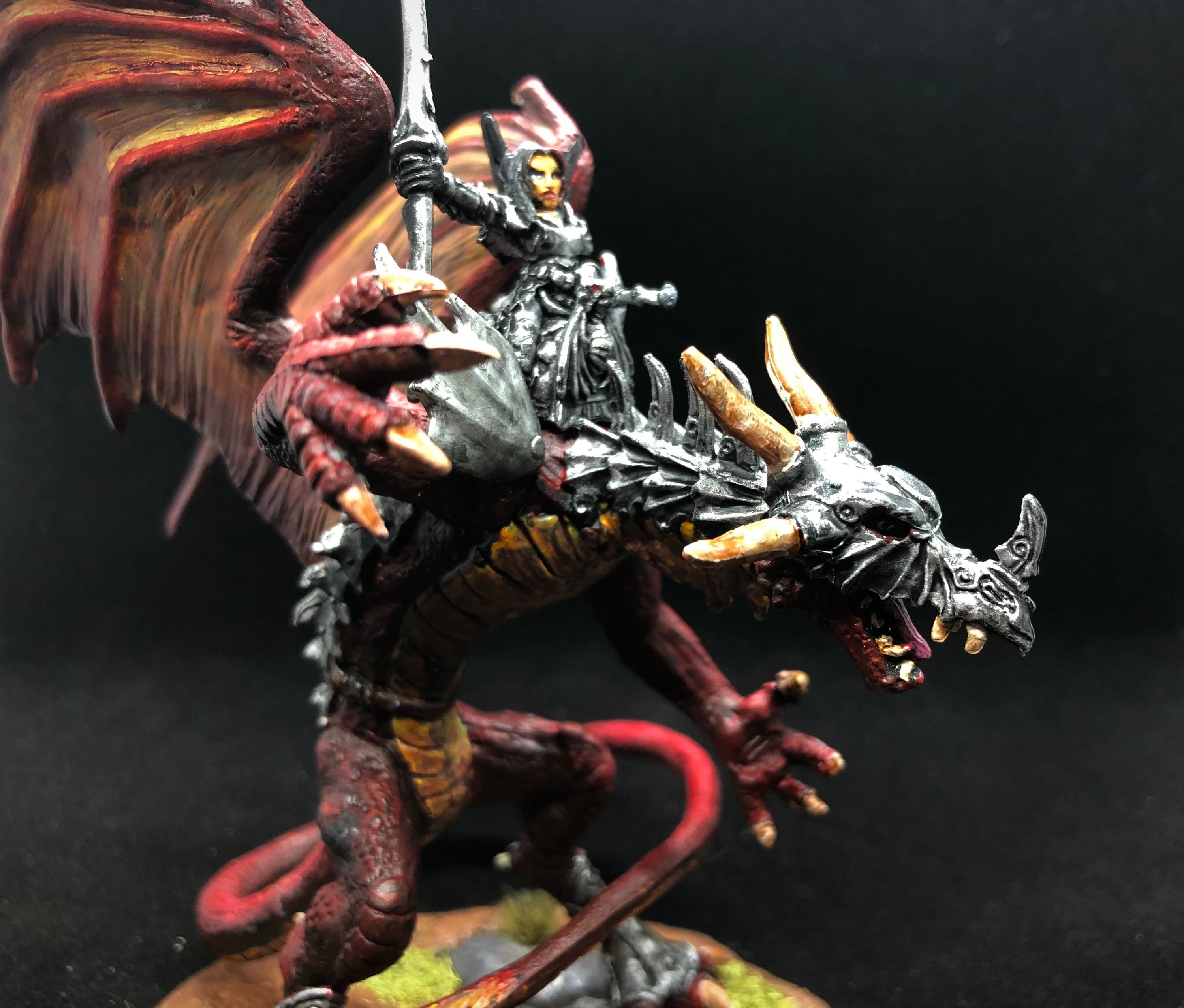 Huge Red Dragon Rider Knight Hand Painted Dungeons Dragons Pathfinder ...