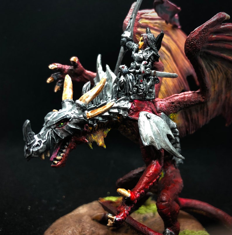 Huge Red Dragon Rider Knight Hand Painted Dungeons Dragons - Etsy