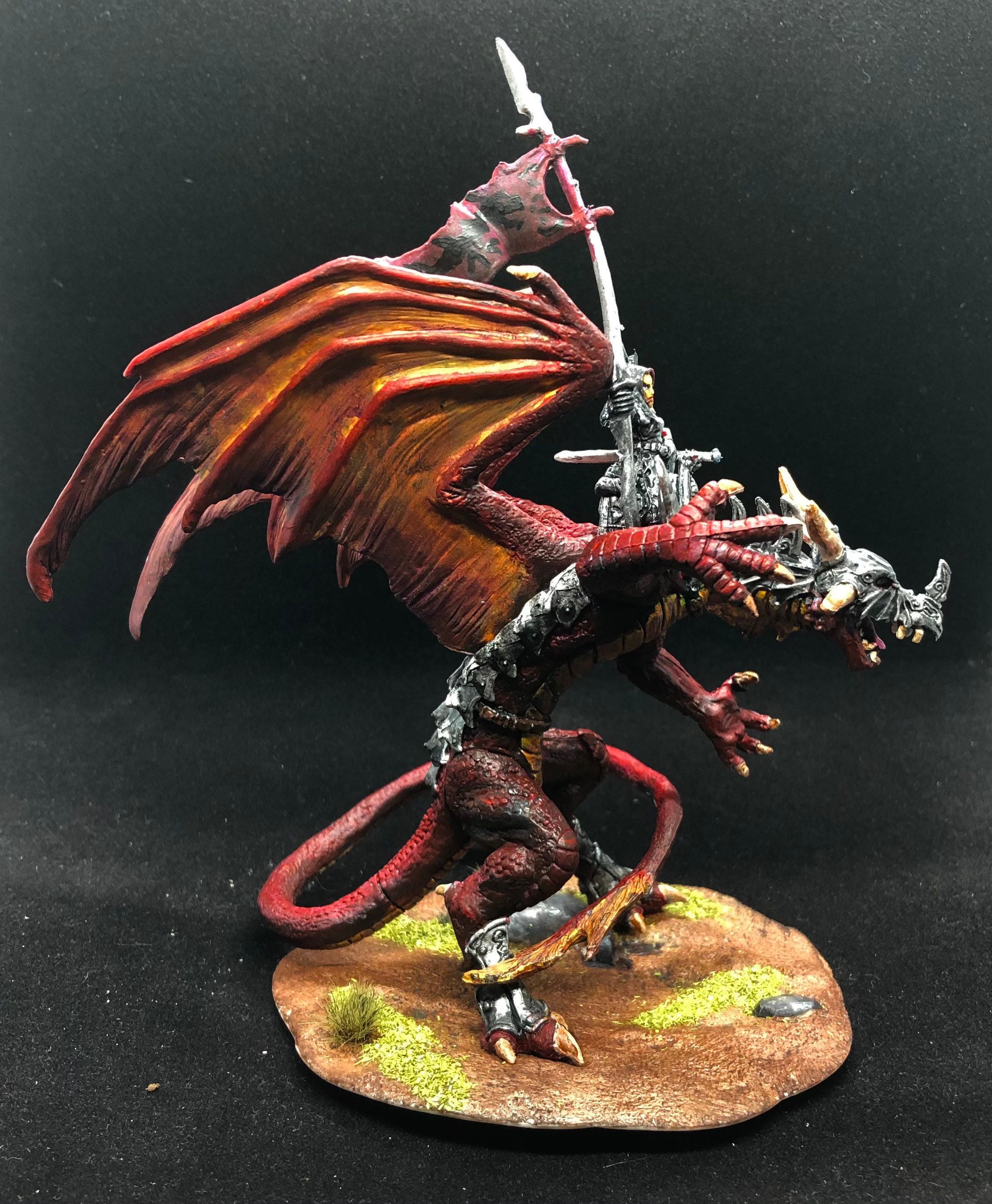 Huge Red Dragon Rider Knight Hand Painted Dungeons Dragons Pathfinder ...