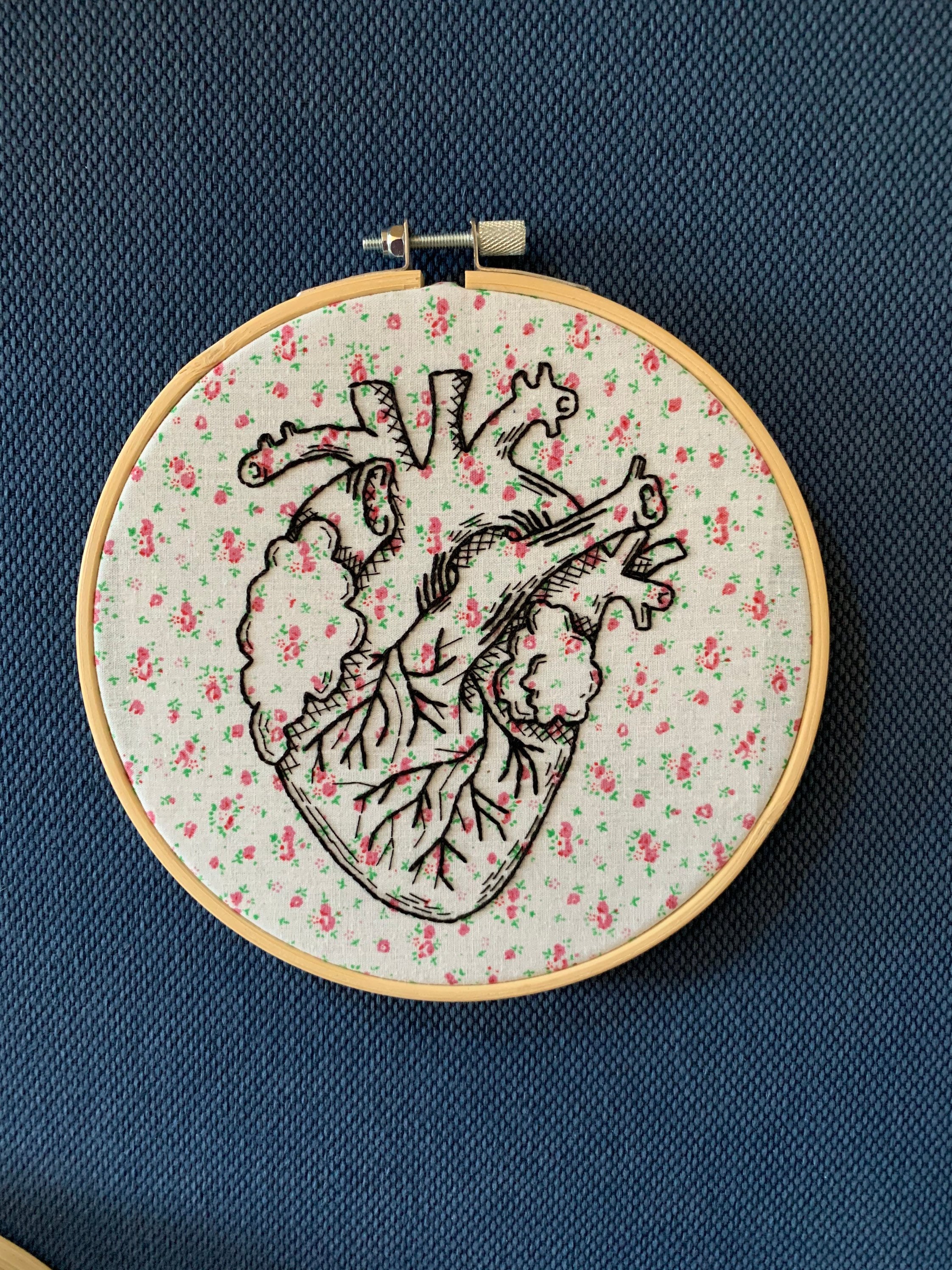 Floral Anatomical Heart Embroidery 15cm Hoop Anatomy Home | Etsy