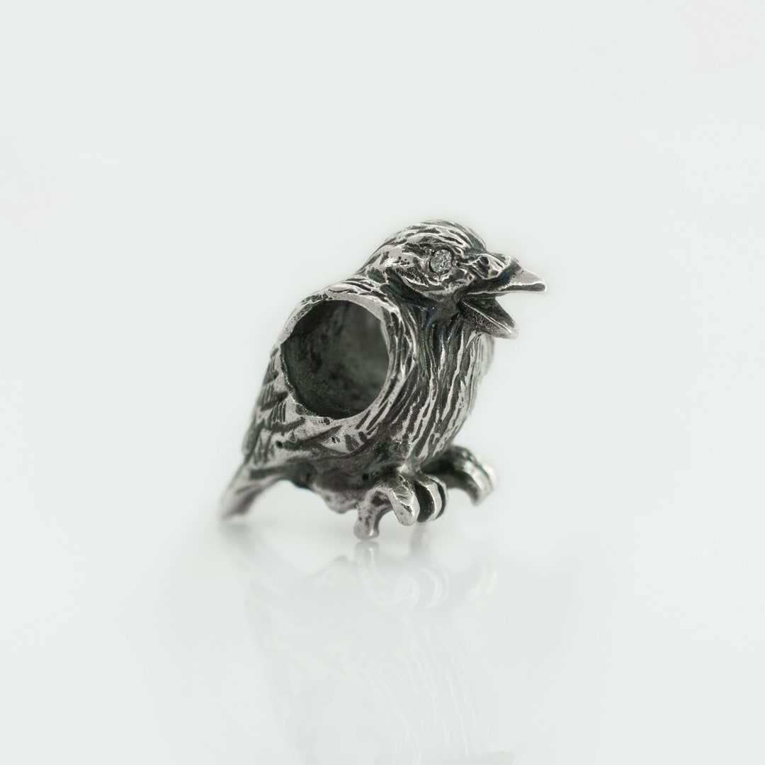 Bead Raven, Designer Charms for Bracelet, Silver Raven Jewelry - Etsy