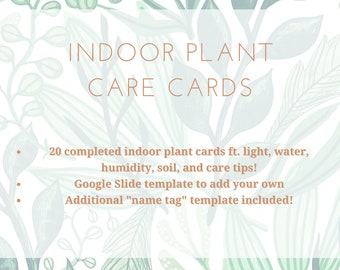 Plant Care Cards Template - Etsy