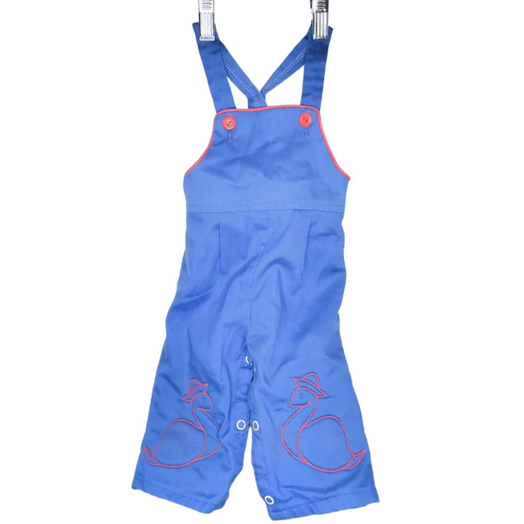 Vintage Toddle Time Blue Baby Overalls With Embroidered Turtle ...