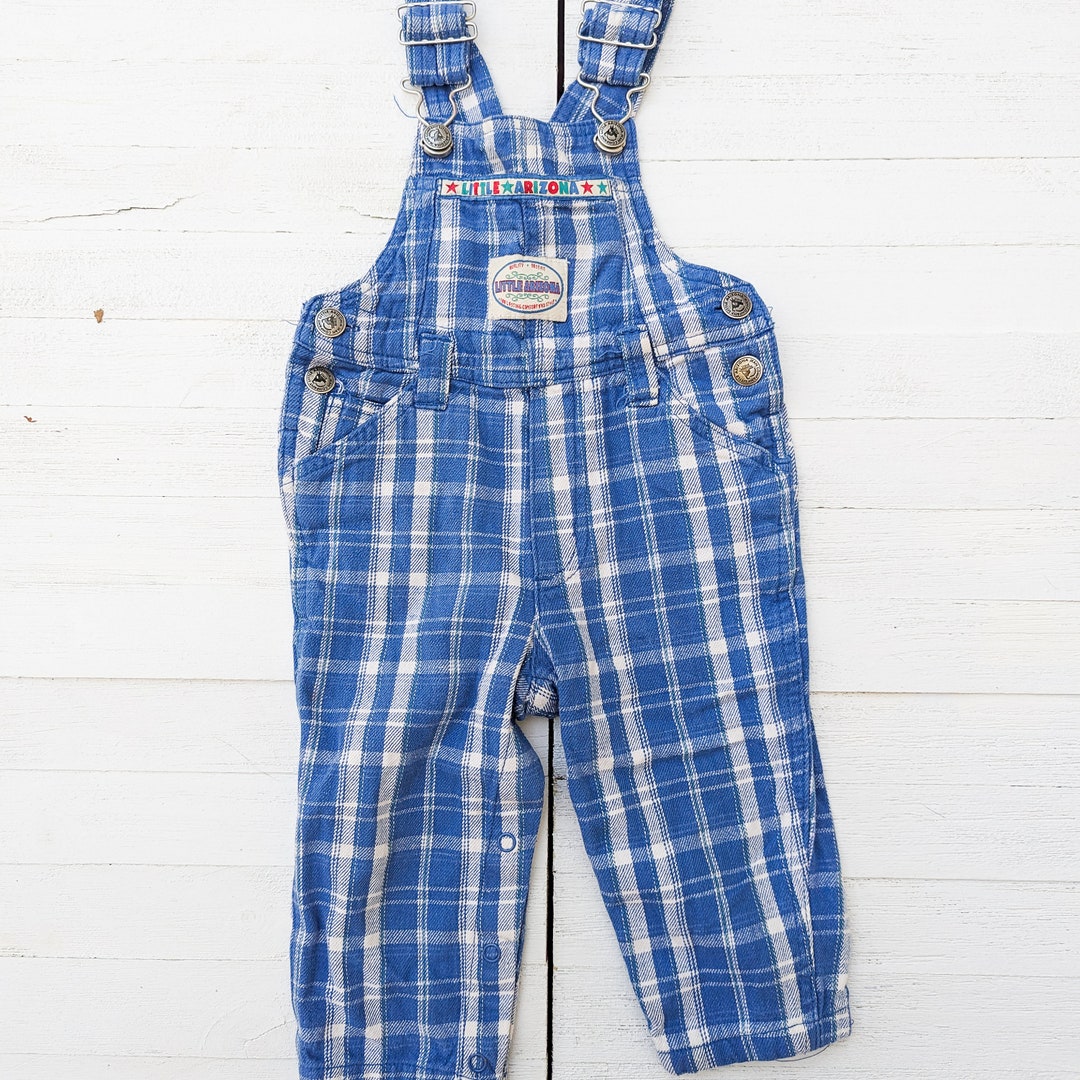 Blue & White Plaid Vintage Baby Overalls Vintage Little - Etsy