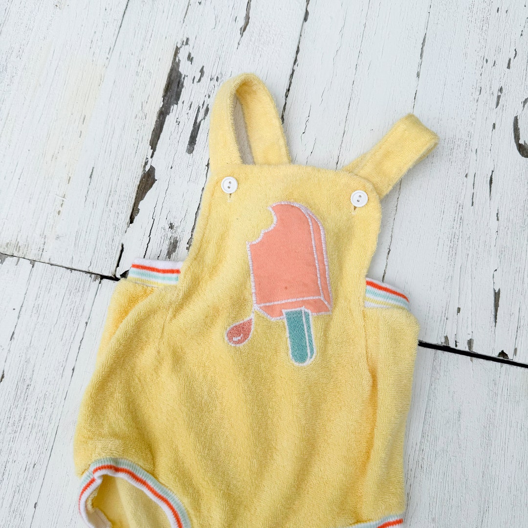 Vintage Carter's Yellow Baby Sunsuit With Embroidered Popsicle ...