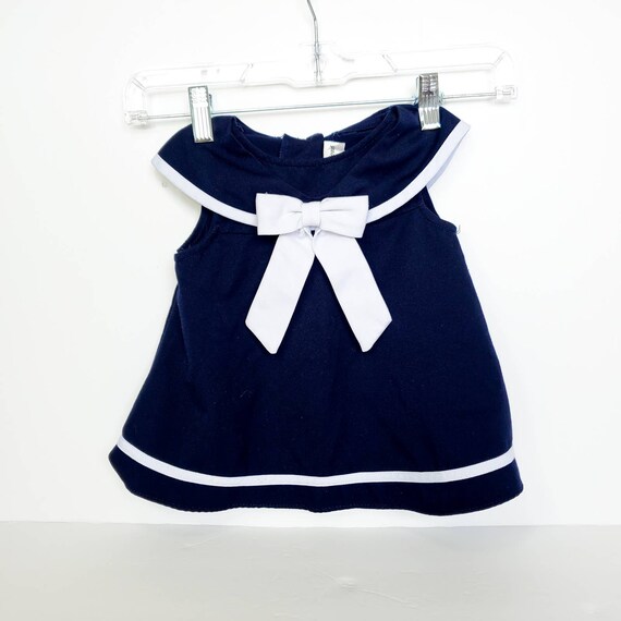 Vintage Sailor Style Navy Blue Baby Girl's Dress 24 - Etsy