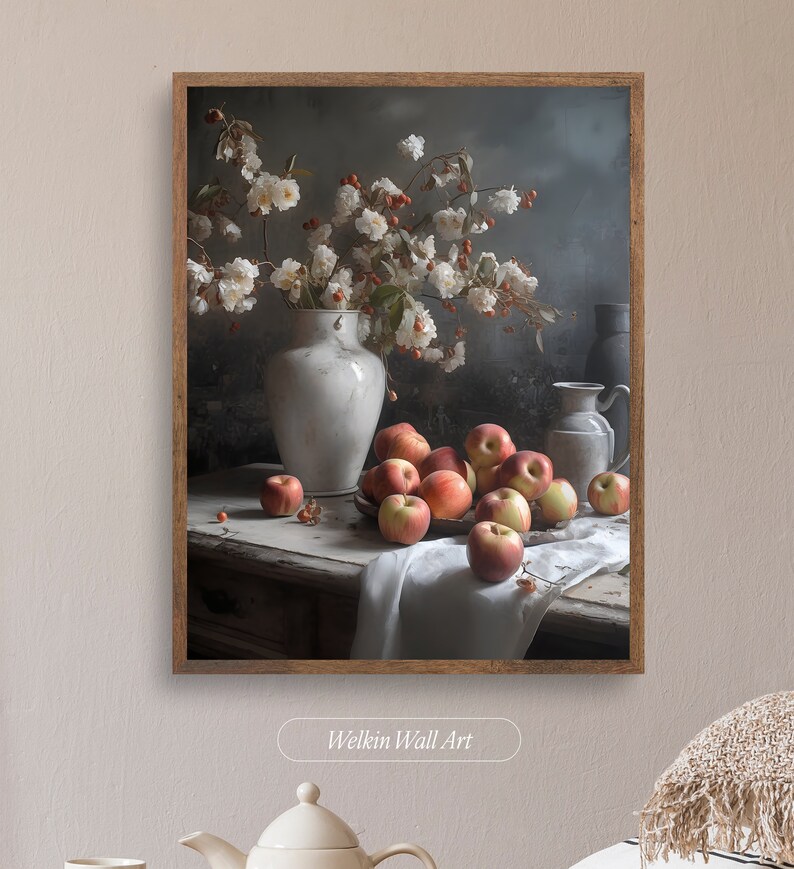 Bright Apple Painting for Kitchen | Vintage Kitchen Decor | PRINTABLE ...