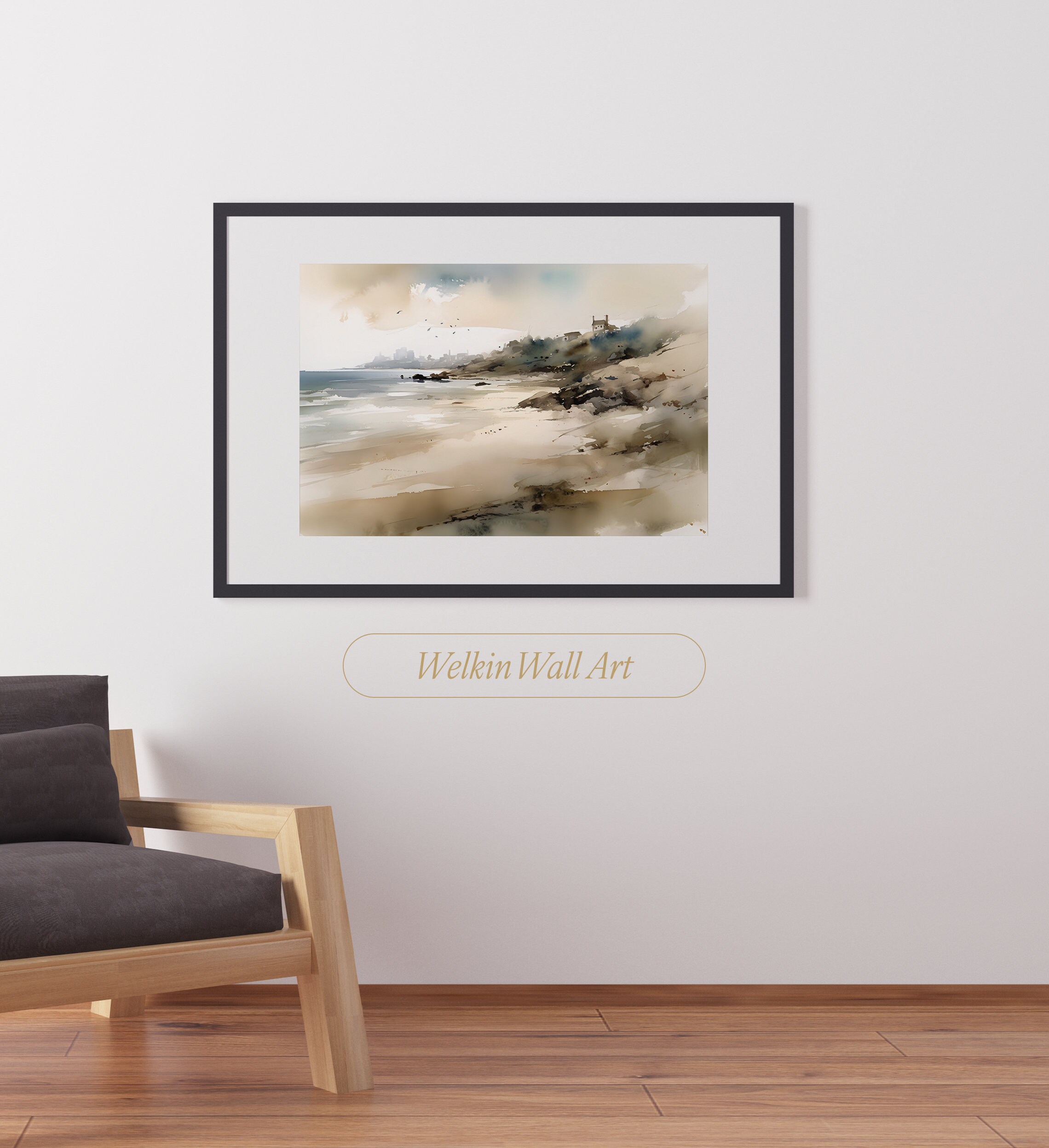 Neutral Summer Coastal Vintage Painting | Soft Tonal Wall Art ...