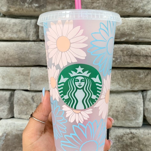 Daisy Flower Starbucks Venti Cold Cup Daisy Cup Daises - Etsy