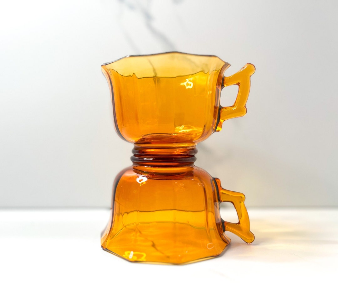 Vintage Cambridge Glass Co. Amber Tea Cups depression Glass - Etsy