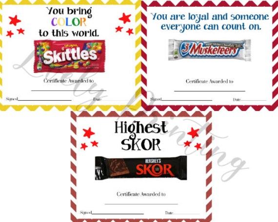 Skittles Award Certificate