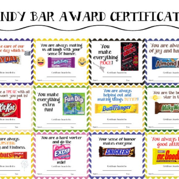 Candy Bar Awards - Etsy