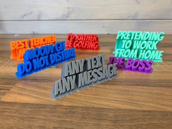 Personalised Desk Plaque 3D Printed Custom Wording Office - Etsy UK