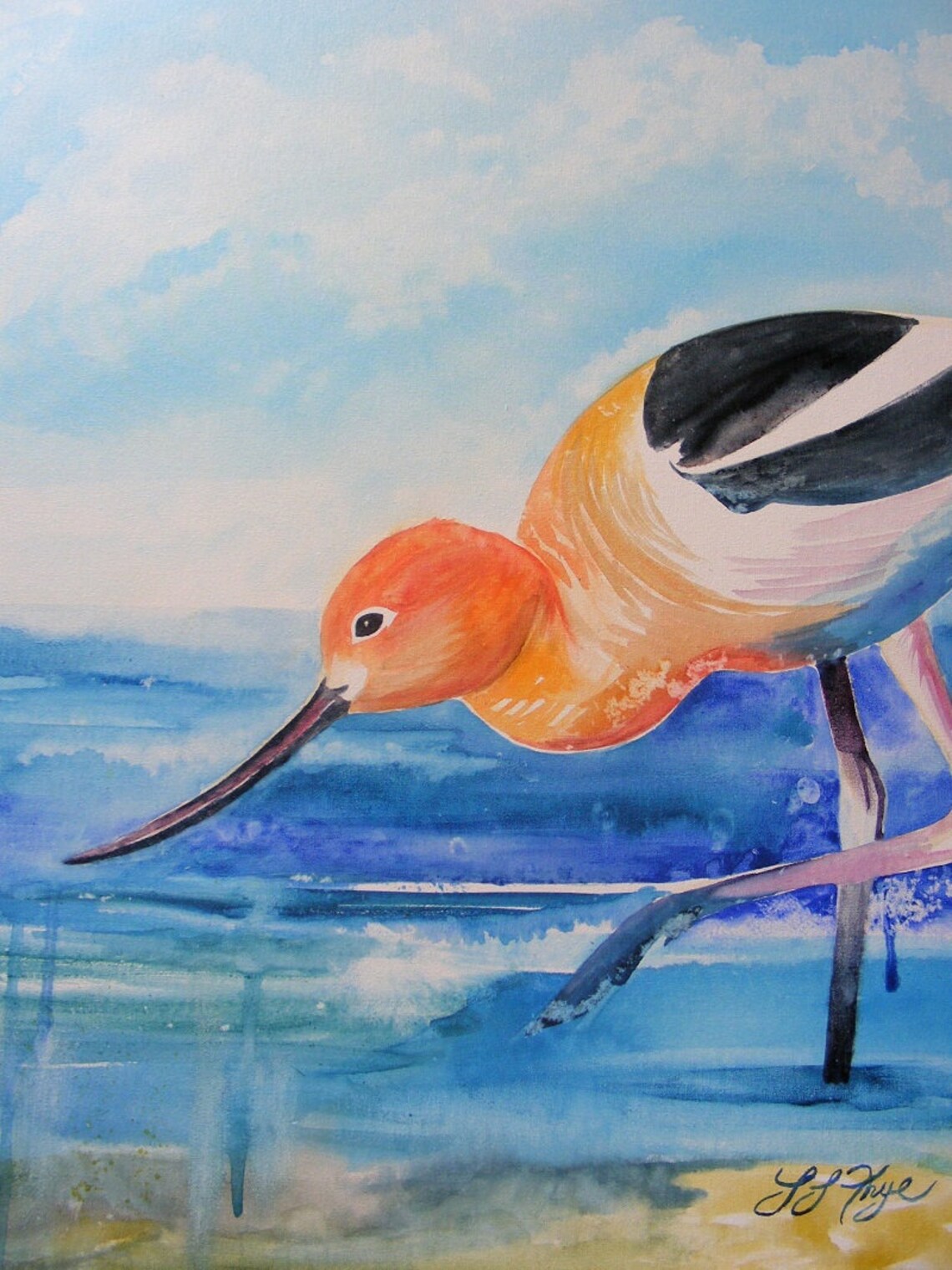Watercolor Original shore Bird by Laura Frye - Etsy