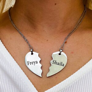 Split Heart Necklace: Personalized Engraved Pendant, Couple or Sisters ...