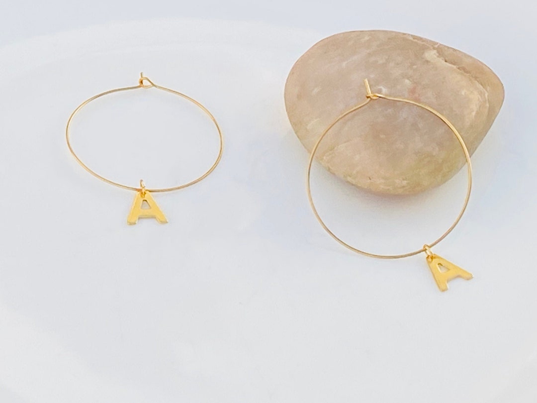 Women Letter Alphabet Hoop Earrings, Personalized Name Letter Earrings ...