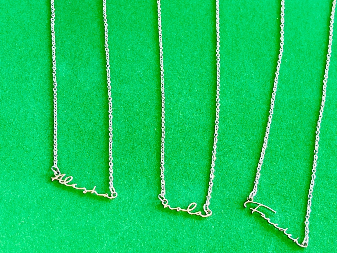 Dainty Cursive Name Necklace, Minimalist Handwriting Letter, Family ...