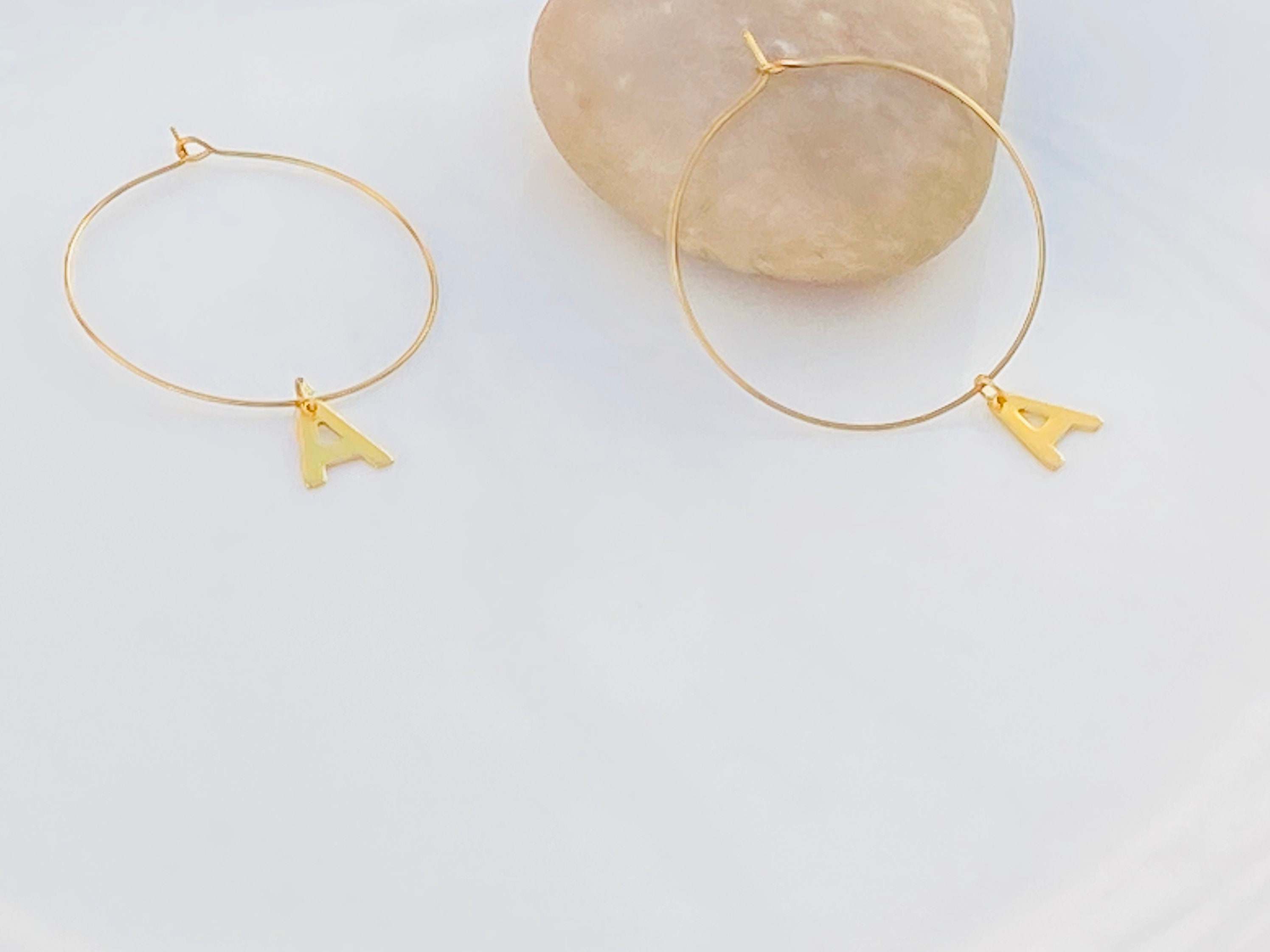 Women Letter Alphabet Hoop Earrings Personalized Name Letter | Etsy