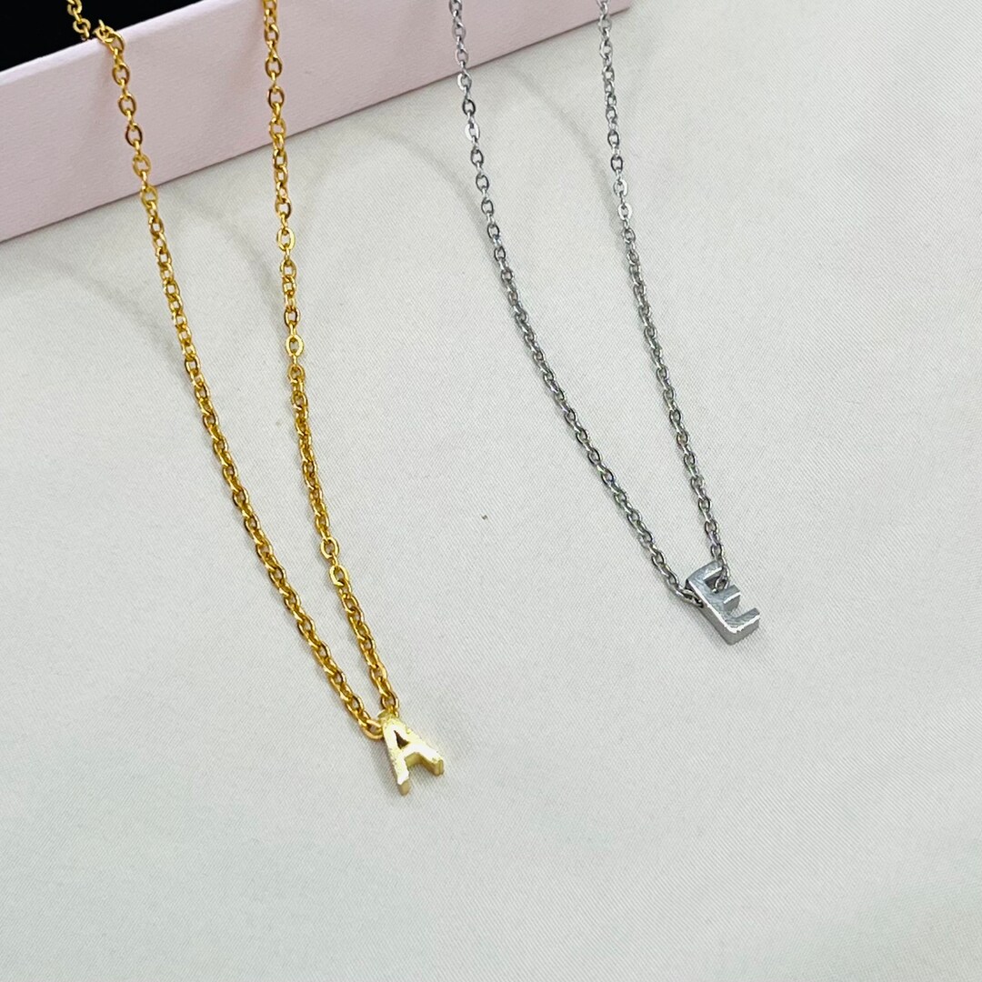 Initial Letter Chain Necklace, Dainty Letter Monogram Necklace ...