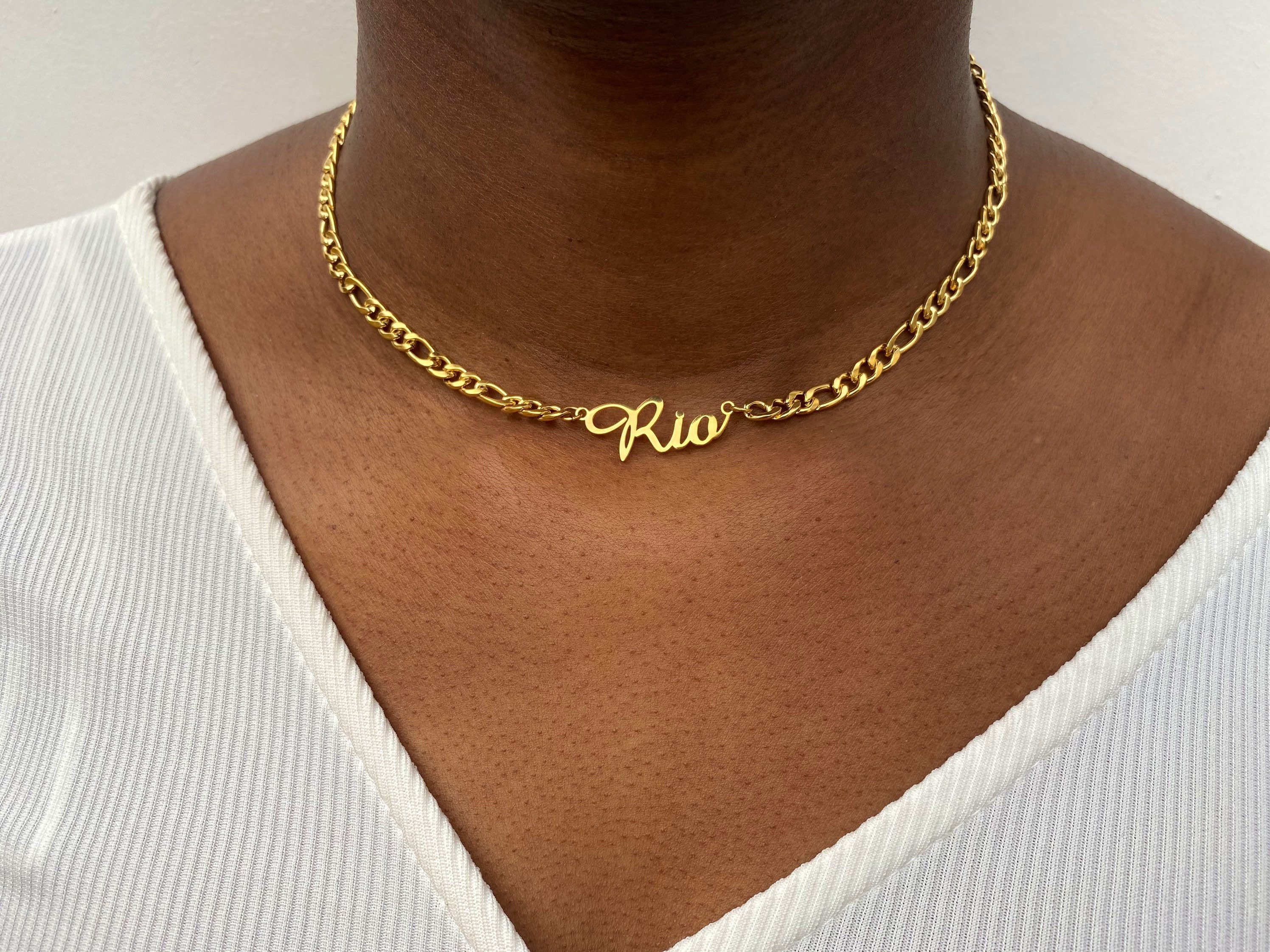 Personalized Name Necklace Bold Figaro Chain Necklace Custom - Etsy UK
