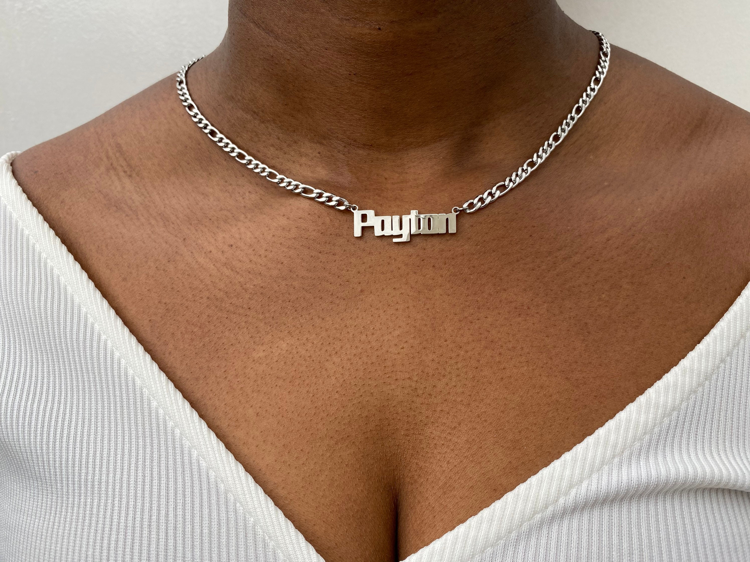 Custom Name Necklace Name Necklace Bold Figaro Chain - Etsy UK