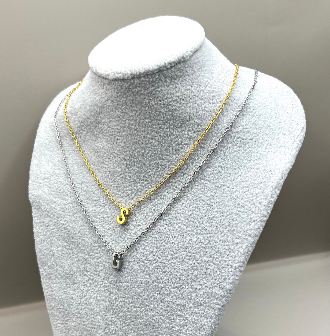 Initial Letter Chain Necklace Dainty Letter Monogram - Etsy