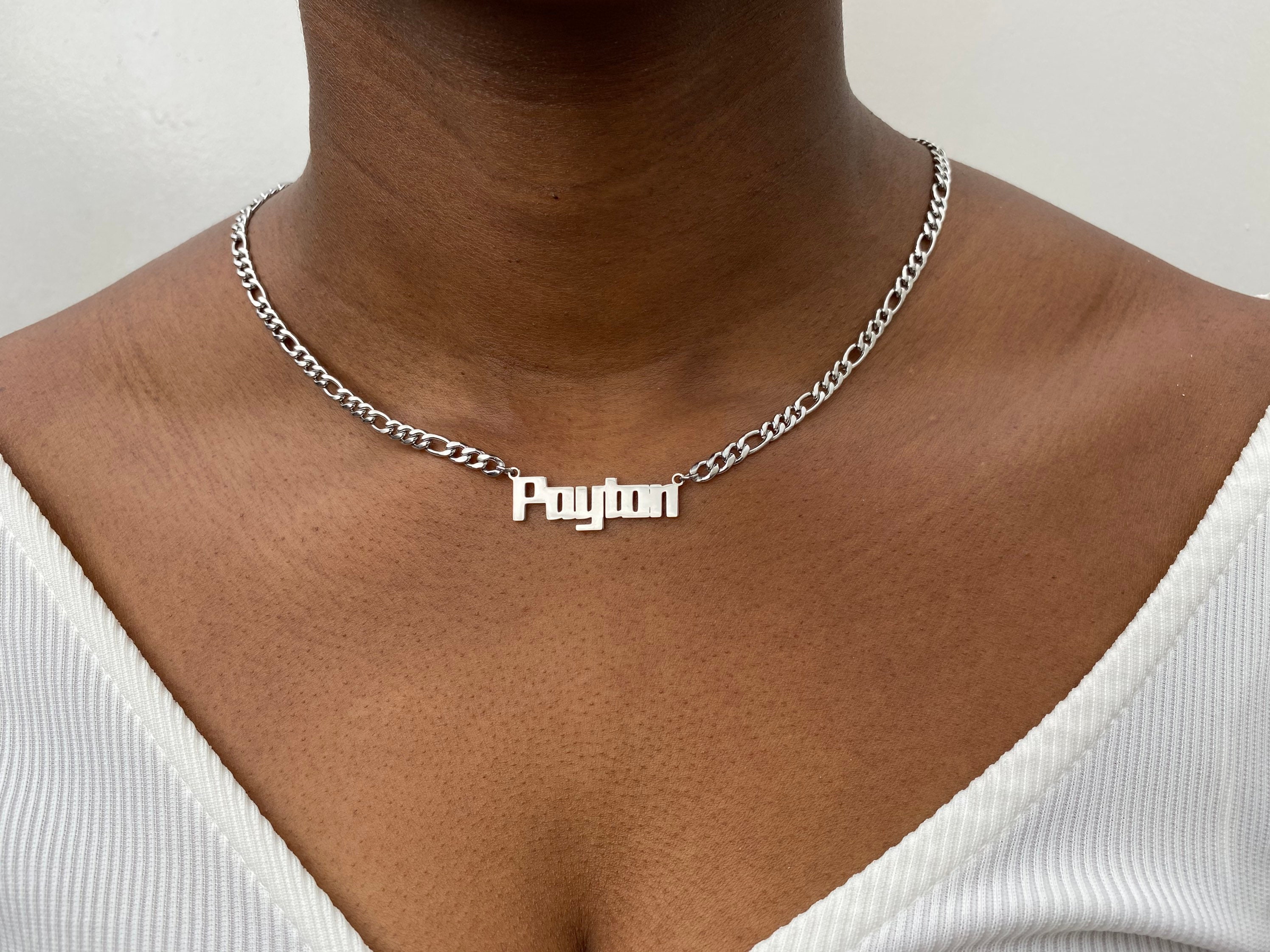 Custom Name Necklace Name Necklace Bold Figaro Chain | Etsy UK
