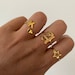 Personalized Gothic Initial Ring: Adjustable 18K Gold Star Ring - Etsy