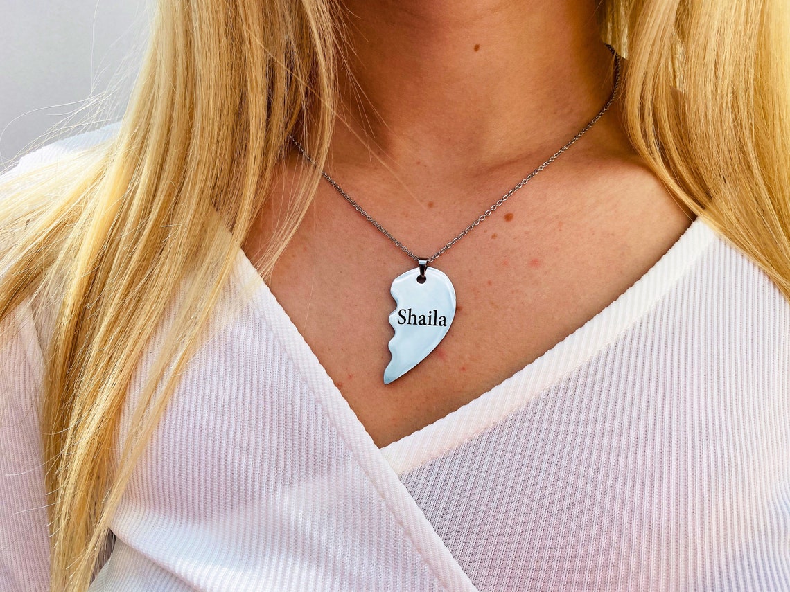 Split Heart Necklace Personalized Necklace Gift Sisters | Etsy