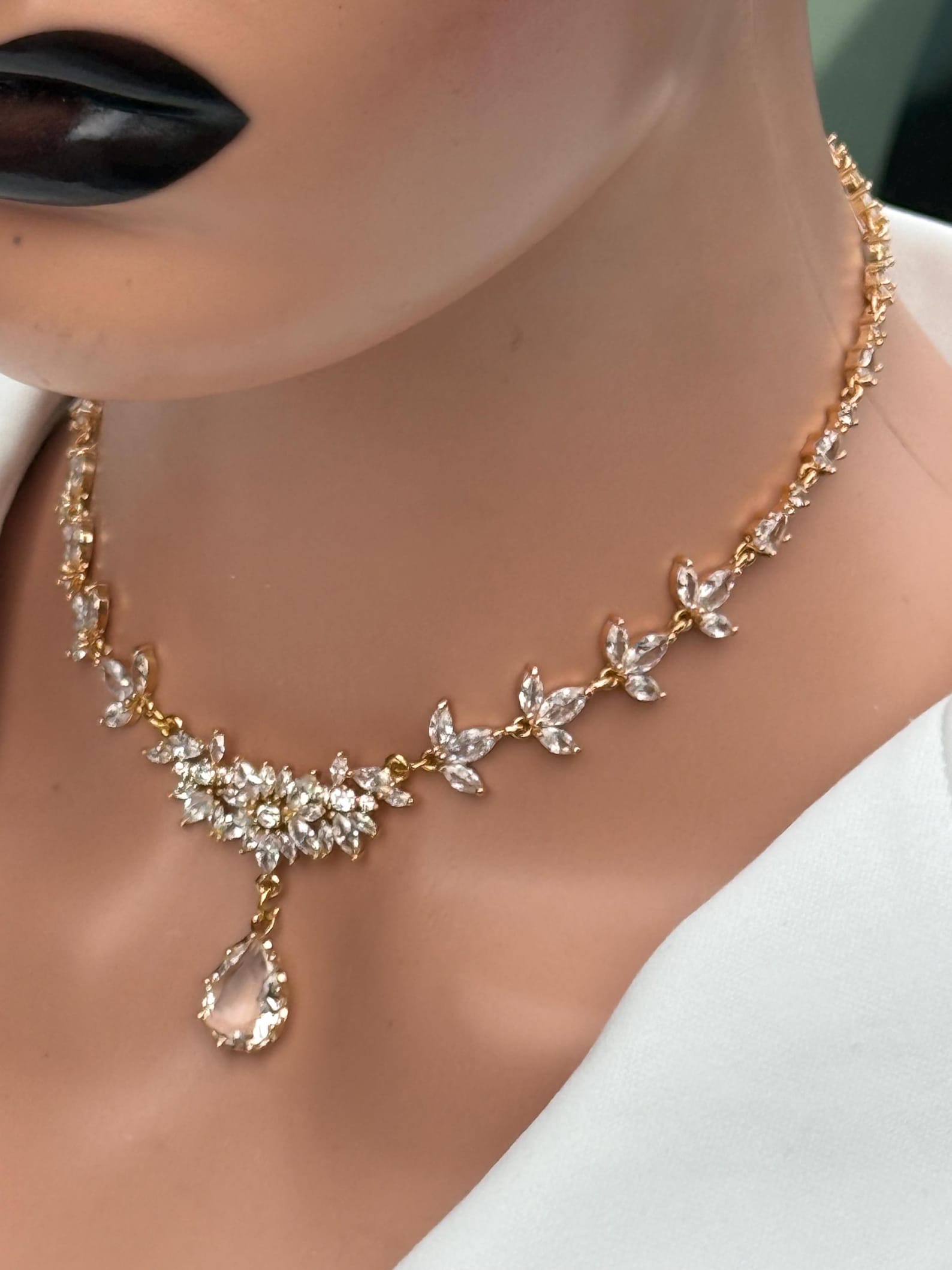Bling Iced Out 18K Gold Stone Lab Diamond Solitaire Bridal Choker ...