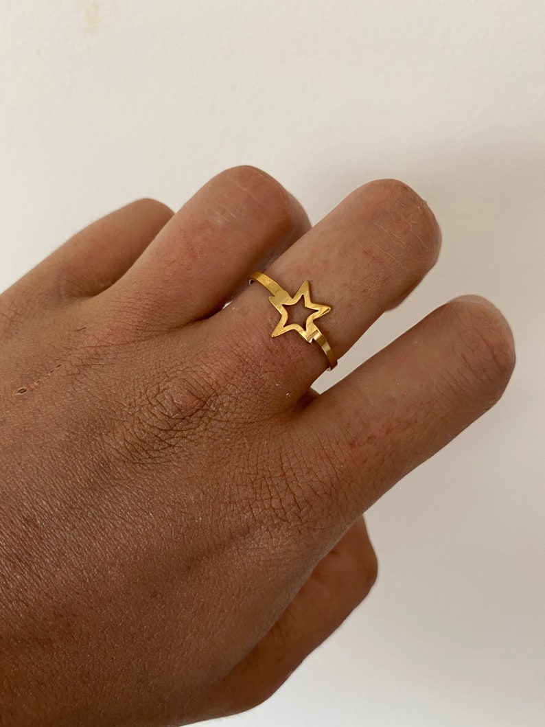 Personalized Gothic Initial Ring: Adjustable 18K Gold Star Ring - Etsy