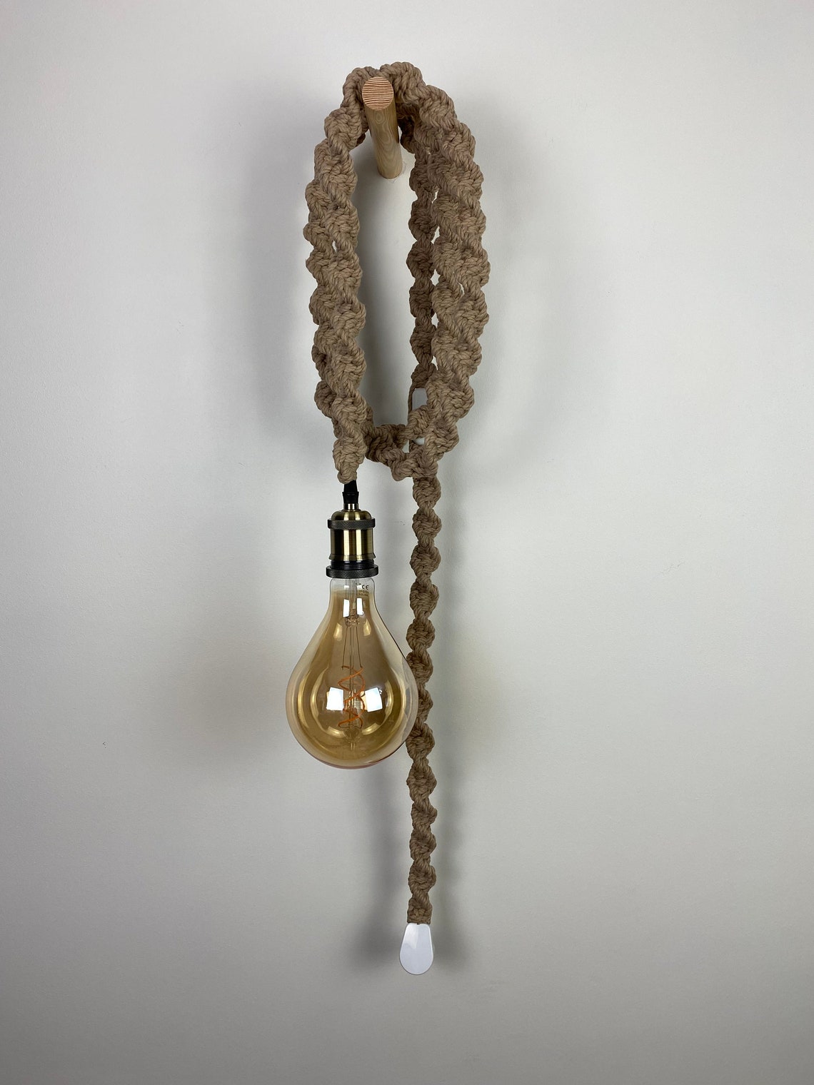 Sand Color Macrame Light Cord Bedroom Hanging Light | Etsy