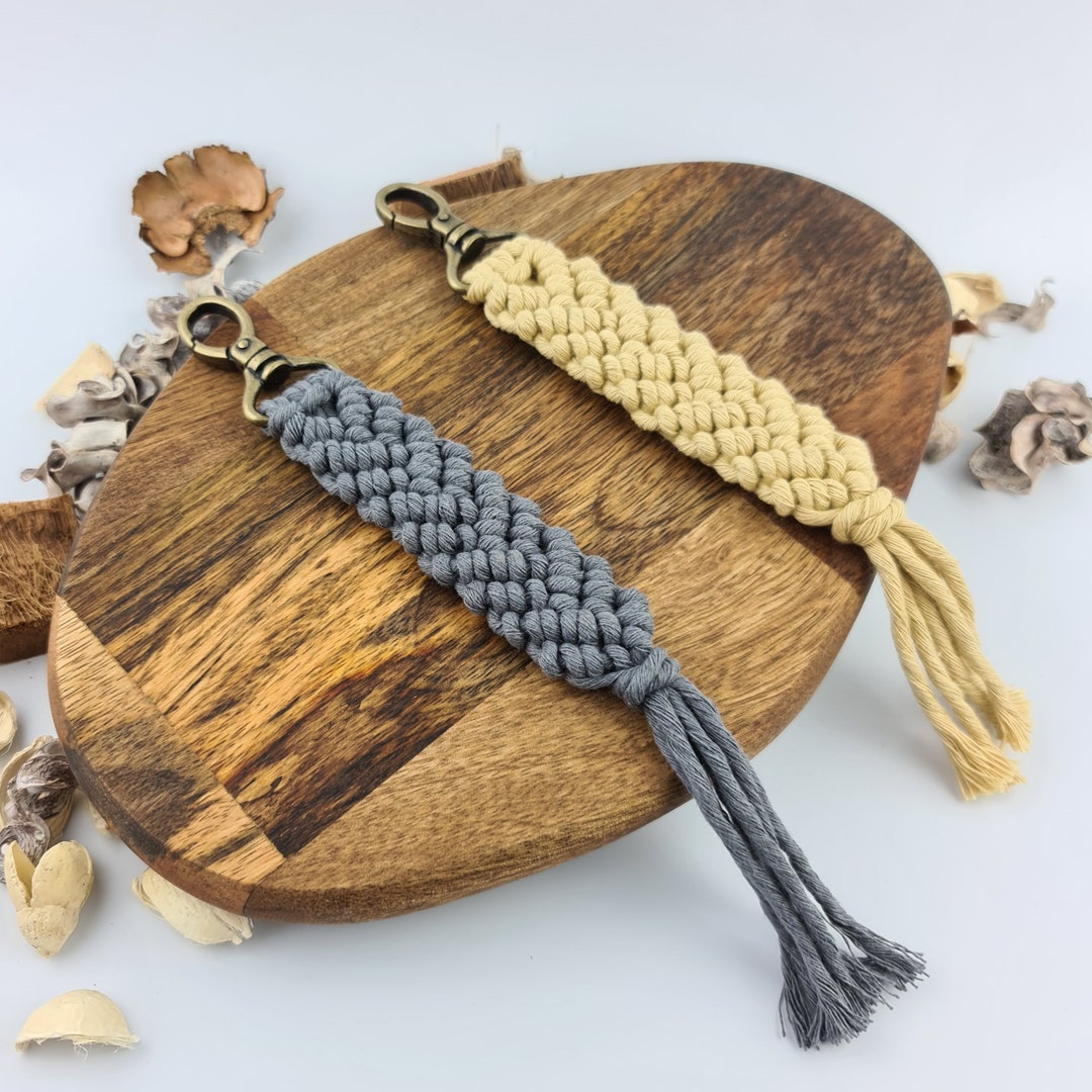 Macrame Keyring Twisted Ending | Lobster Clasp Keyring | Macrame ...