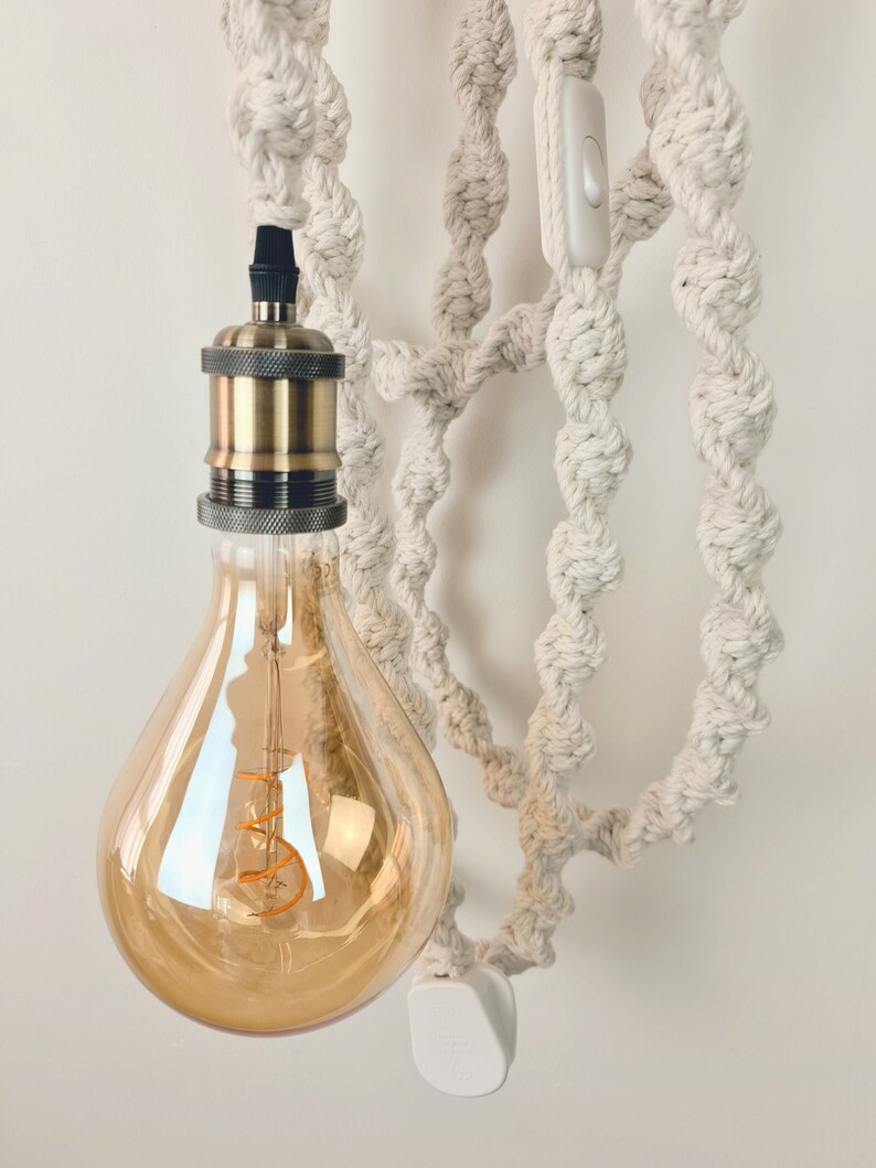 White Macrame Light Cord Hanging Light Decorative Pendant | Etsy