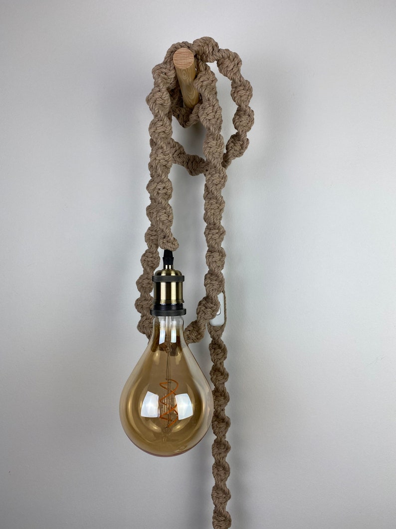 Sand Color Macrame Light Cord Bedroom Hanging Light - Etsy