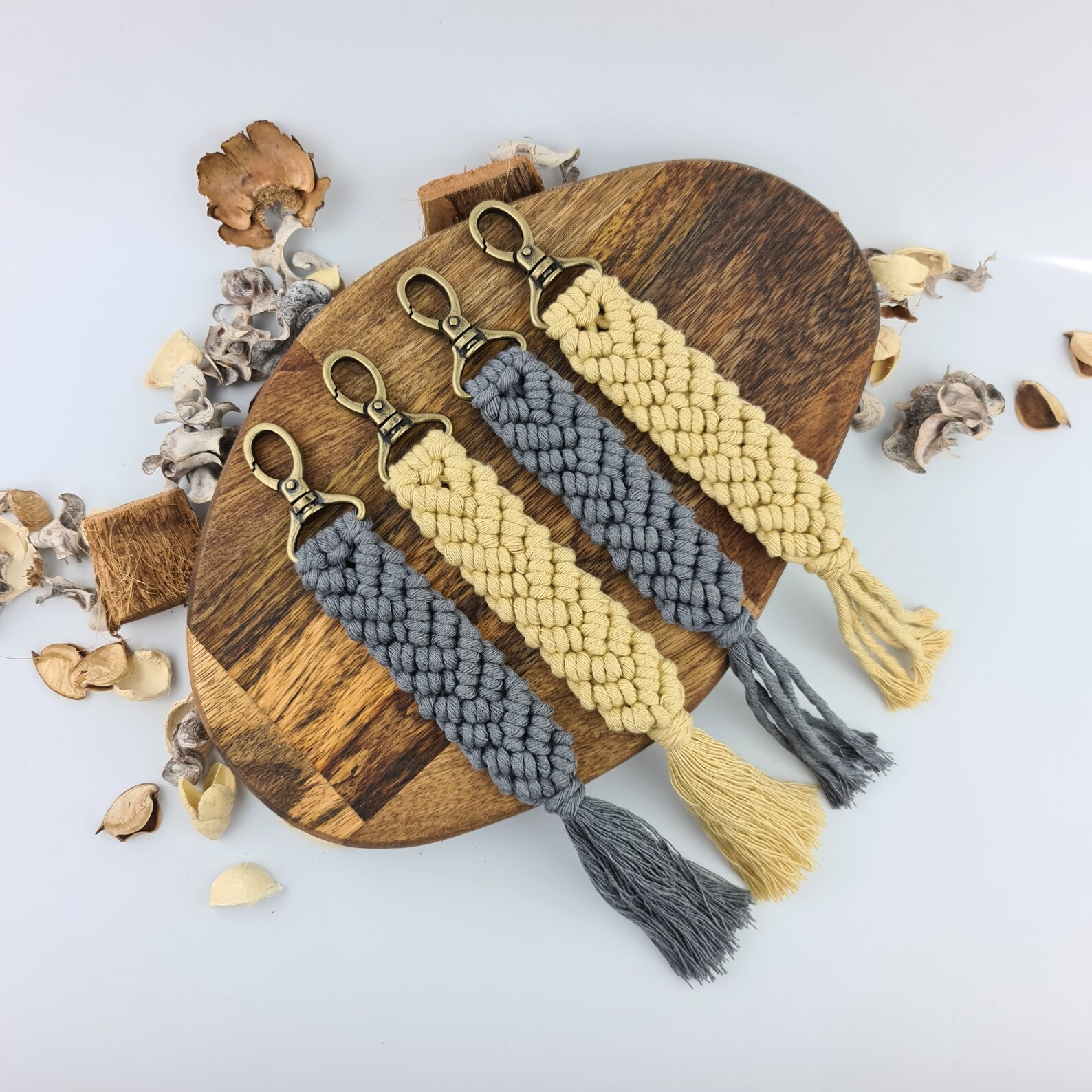 Macrame Keyring Twisted Ending Lobster Clasp Keyring - Etsy