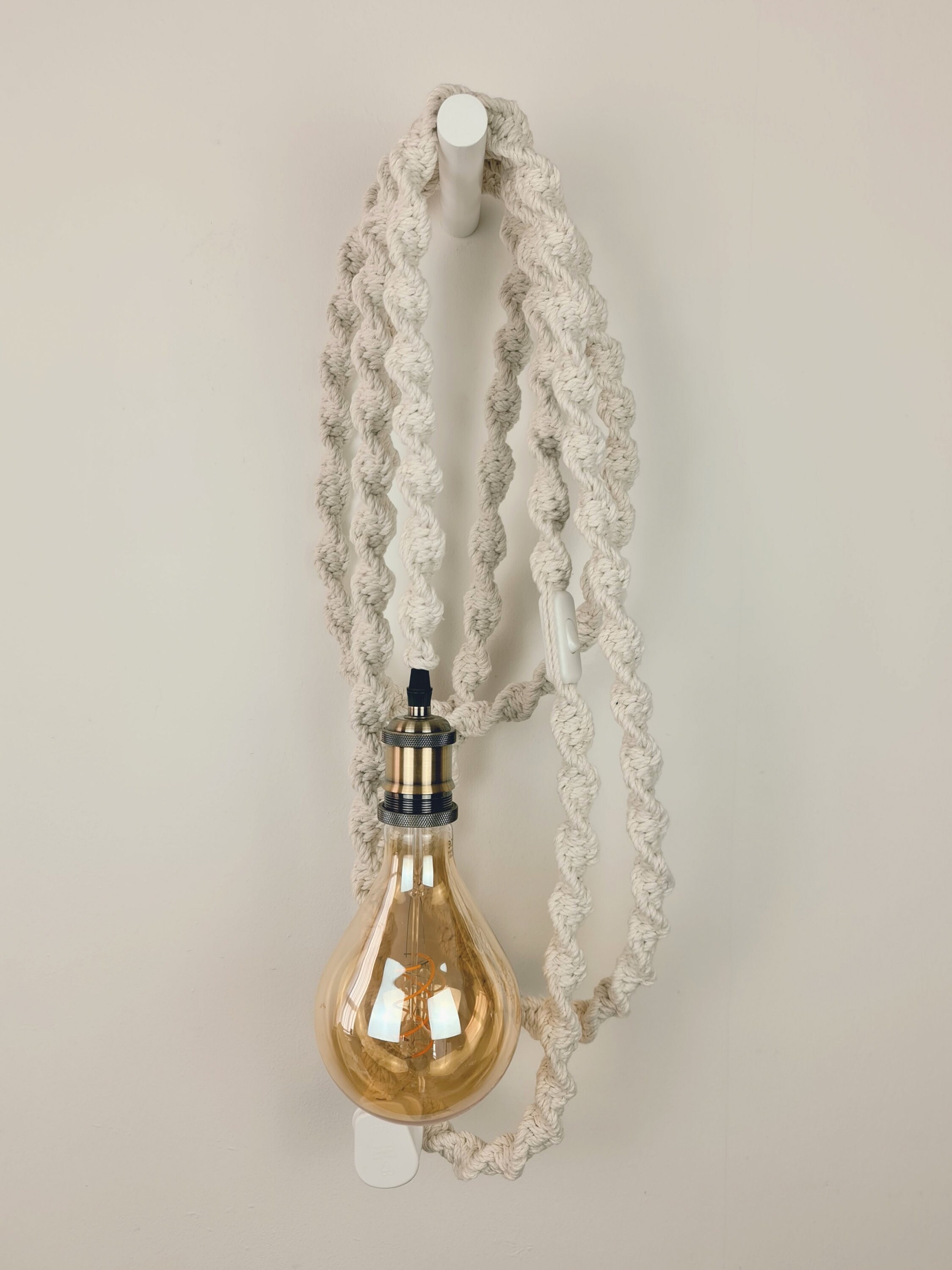 White Macrame Light Cord Hanging Light Decorative Pendant - Etsy