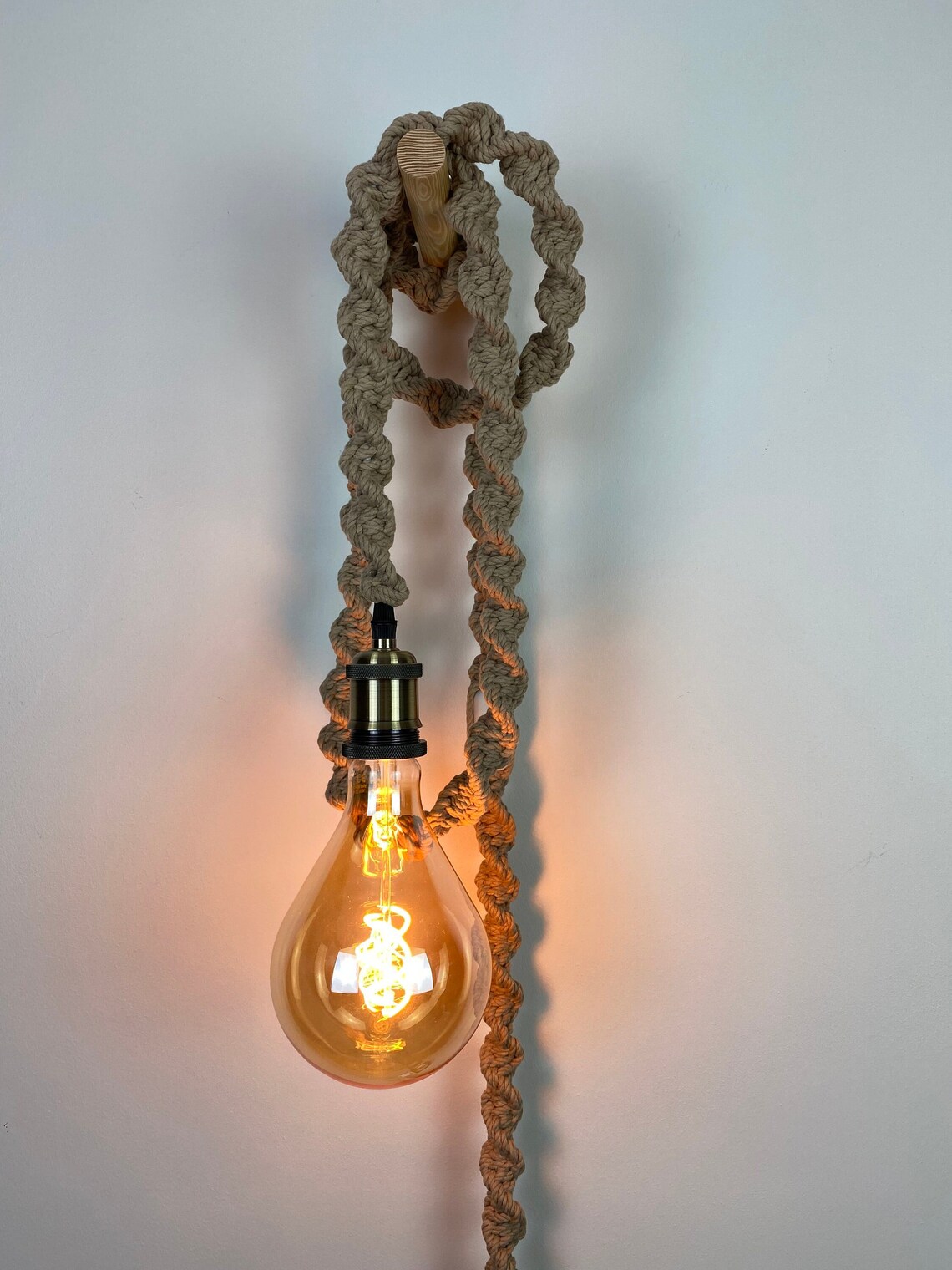 Sand Color Macrame Light Cord Bedroom Hanging Light - Etsy