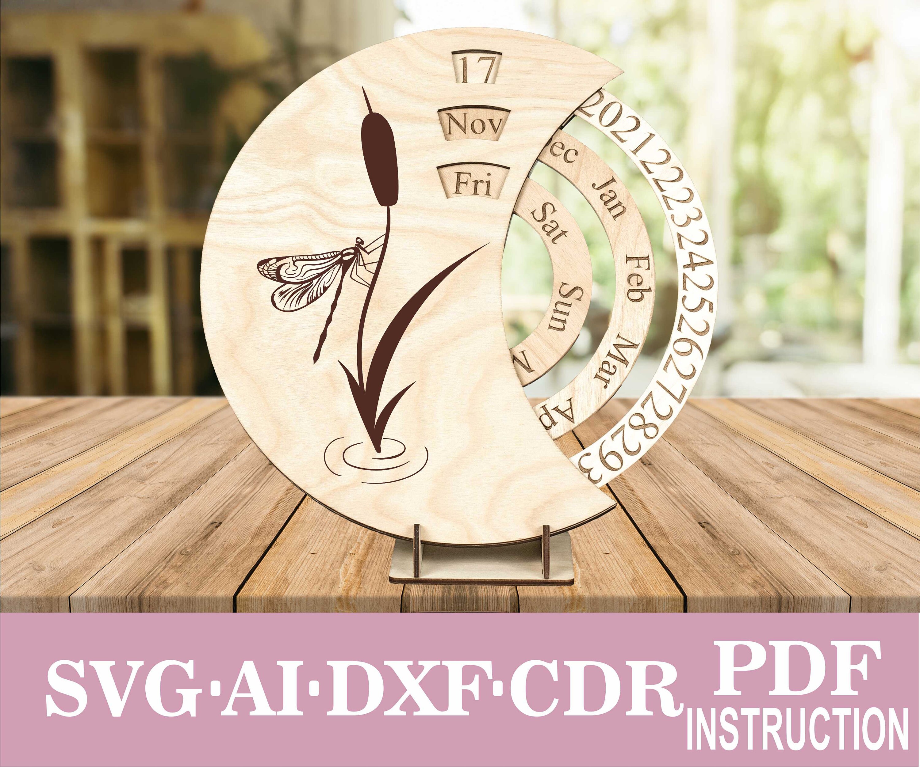 Dragonfly Perpetual Calendar SVG Laser Cut Files (digital Download) - Etsy