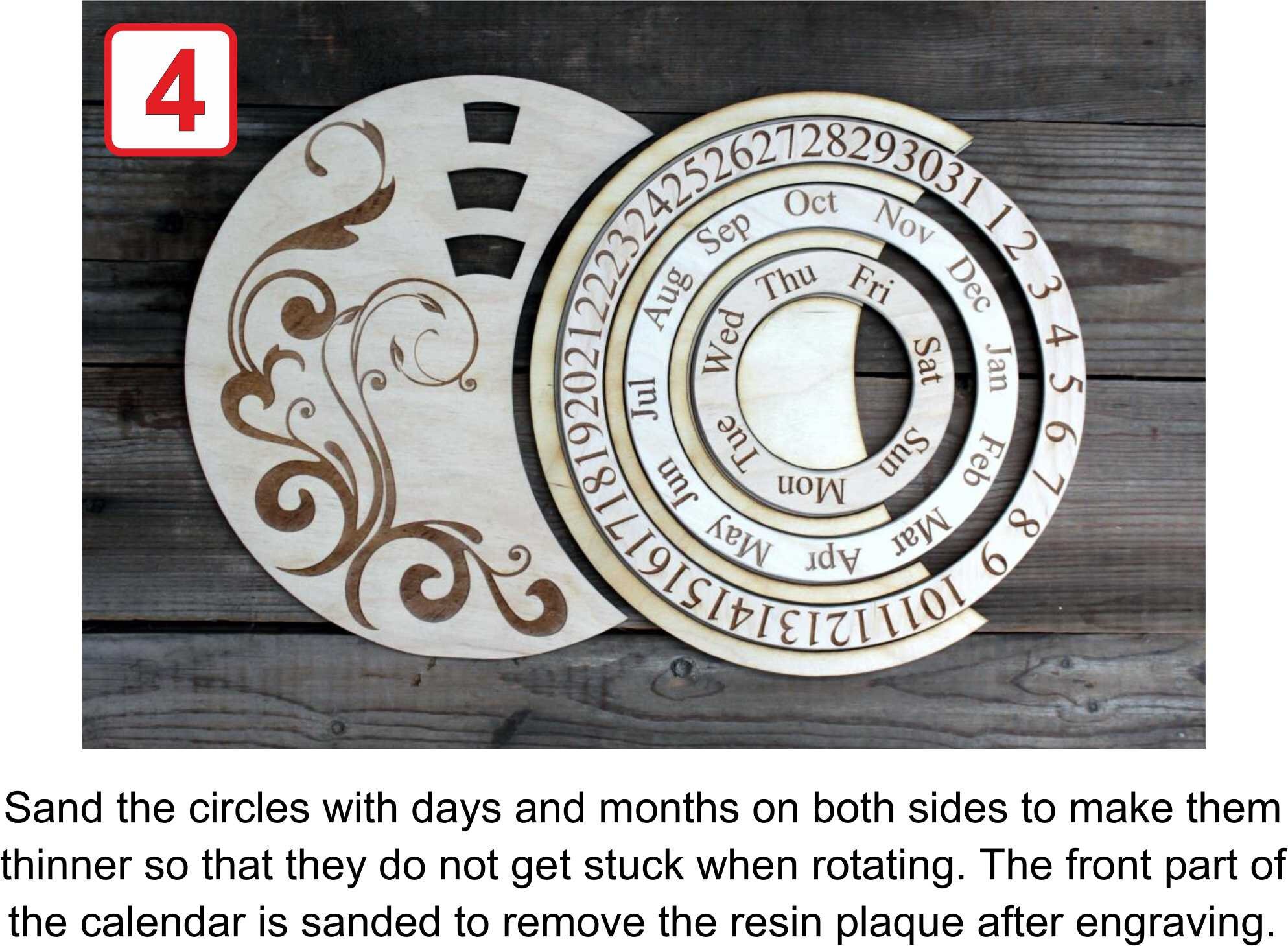 Rose Svg Engraving Perpetual Calendar With Wheel Laser Cut Files ...
